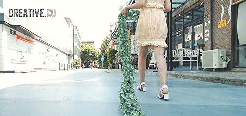 DREATIVE CO 9.2ft Eucalyptus Garland Thick - Faux Greenery Garland Leaves - Artificial Eucalyptus Vines - Eucalyptus for Wedding - Christmas Garland Home and Room Decor - Table Runner Indoor Outdoor