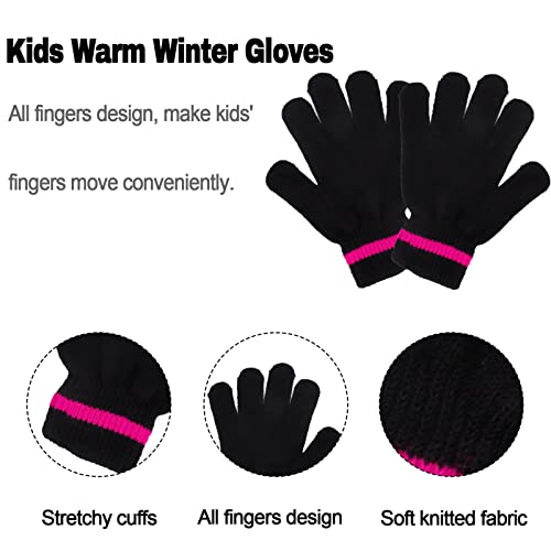 Toddler Cat Ear Winter Hat and Gloves for Girls, Fleece Lined Hat & Kids Mittens Set for Ages 4-7 Black
