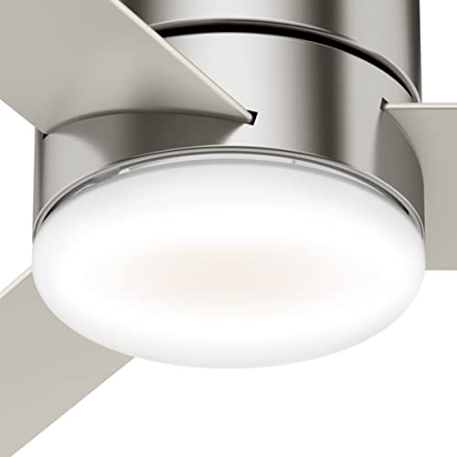 Hunter Fan Company 44" LED Kit 59454 Minimus 44 Inch Low Profile Ultra Quiet Ceiling Fan with Energy Efficient Light and Remote Control, Brushed Nickel Finish