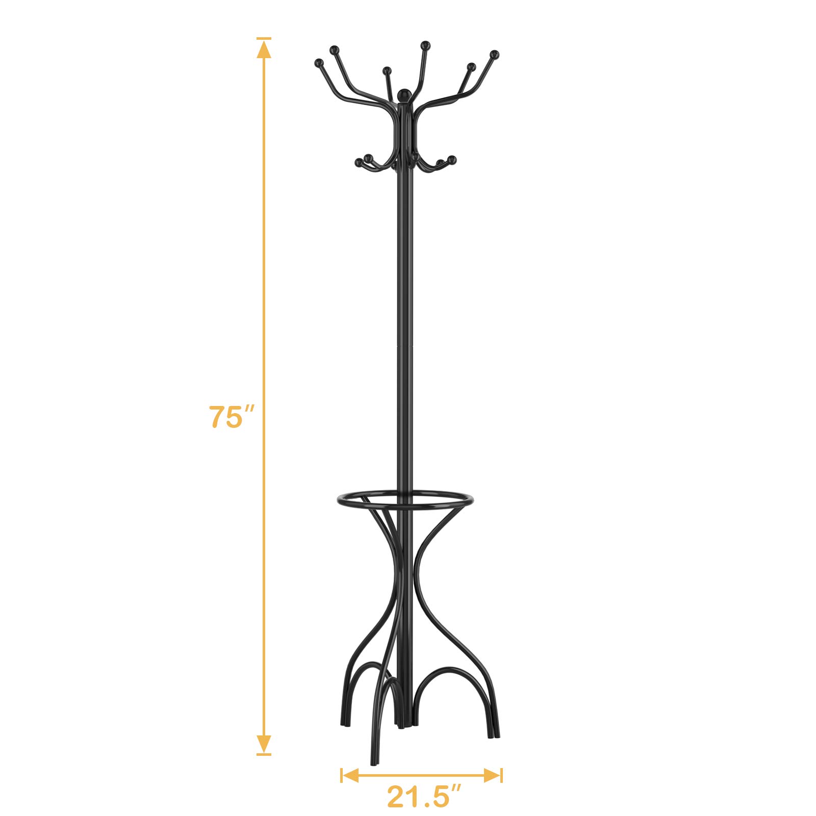 Nightcore Coat Rack Freestanding, Heavy-duty Coat Tree with Umbrella Holder, Modern Coat Rack Stand with 12 Hanging Hooks, Coat Hanger for Jackets Bags Hats Purse Scarf Entryway