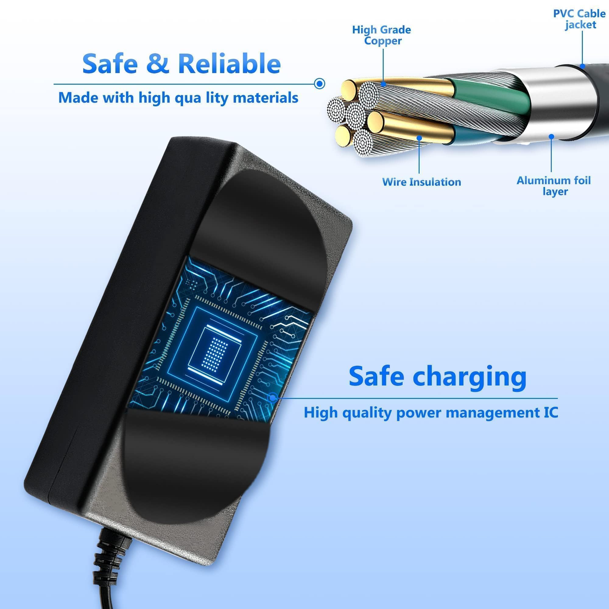 BXIZXD 24V 1.5A Charger for Razor Electric Scooter, Standard 3-Prong Inline for Razor E100 E300 E125 E150 E500 E175 PR200, MX350 E225S E325S, Pocket Mod, Sports Mod, Dirt Quad, Motorcycle Dirt Bike