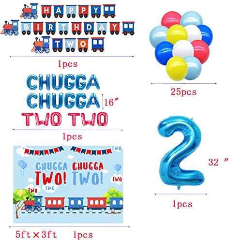 Train Cake Topper For 2nd Birthday,Train 2nd Birthday Decorations,Chugga Chugga Two Two Party Decorations,Train Birthday Party Supplies 2 years old,2nd Birthday Decorations For Boys Train。