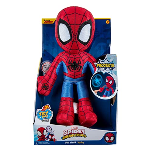 Spidey and His Amazing Friends Marvel’s Web Flash Spidey Plush - 9-Inch Plush with Light Up Signal - Toys Featuring Your Friendly Neighborhood Spideys