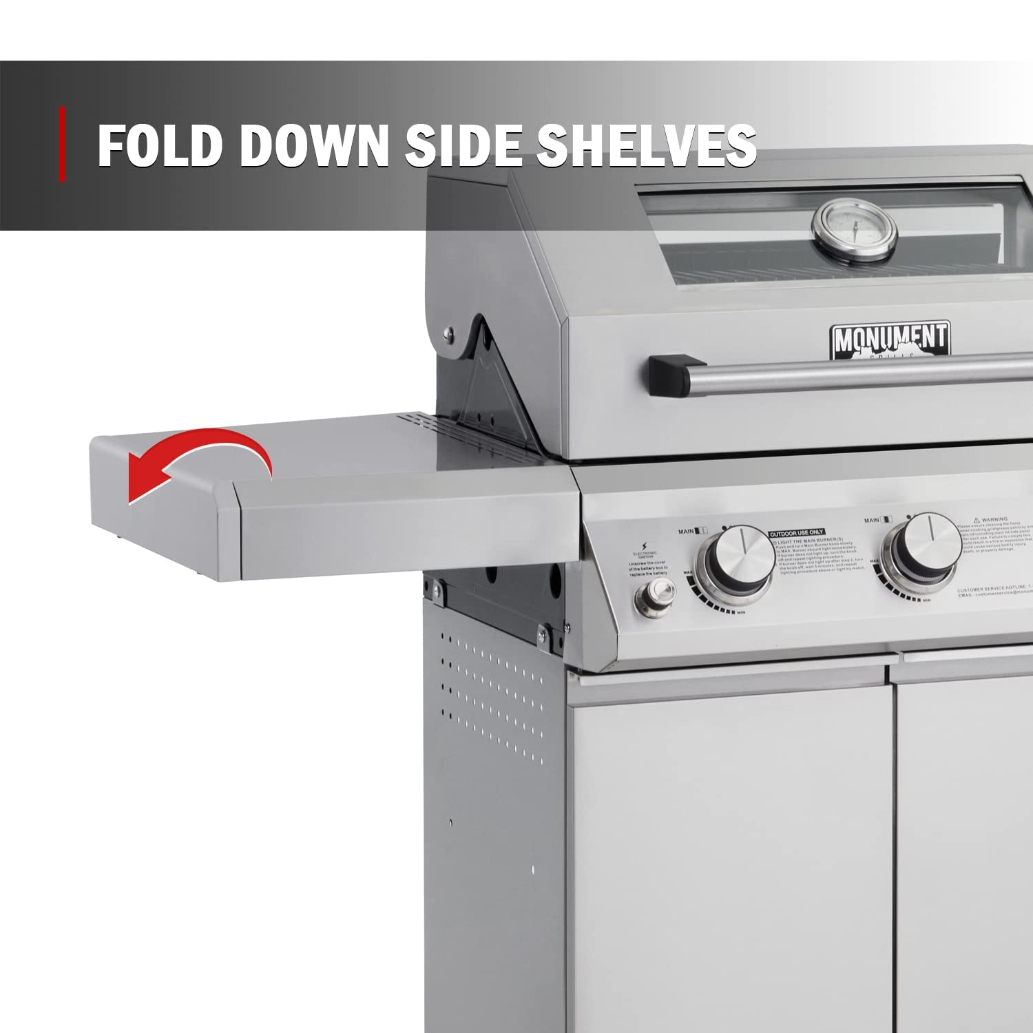 Monument Grills Larger 3-Burner Propane Gas Grills Barbeque Stainless Steel Heavy-Duty Cabinet Style with BBQ Cover (2 Items)