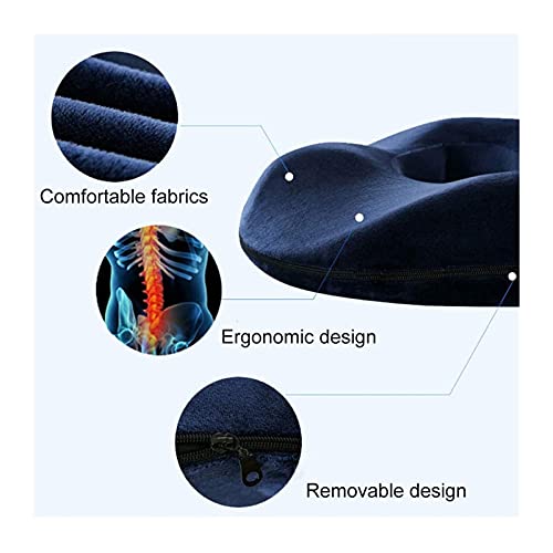 HHWKSJ Seat Cushion for Office Chair – Memory Foam Tailbone Pillow Pad for Sitting, Computer, Desk, Chair, Car– Contoured Posture Corrector for Sciatica, Coccyx Back Pain Relief