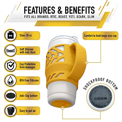 Gangster Armor Grip for your 30 oz tumbler Yeti handle RTIC Beast Simple Corkcicle Tumbler handle (Yellow)