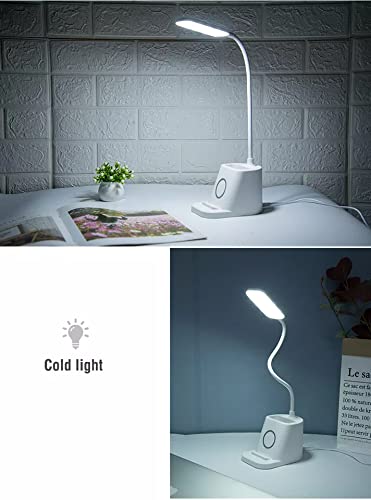 Wireless Phone Charger Table lamp with Pen Holder Minimalist led Desk lamp (White)