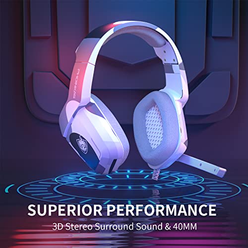 PHOINIKAS Gaming Headset for PS4, Xbox One, PC, Laptop, Mac, Nintendo Switch, 3.5MM PS4 Headset with Mic, Over Ear Headset, Noise-Cancelling Headset, Bass Surround, LED Light, Comfort Earmuff - Camo