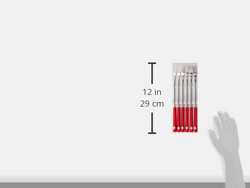 Kuhn Rikon Swiss Cross 6 Piece Cheese fondue Forks, Small, Silver/Red