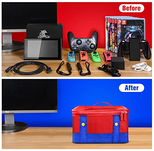 Larstylee Switch Carry Case, Storage Carrying Case Compatible With Nintendo Switch/Switch OLED Soft Shell Protective Travel Case for Switch Console Pro Controller & Accessories