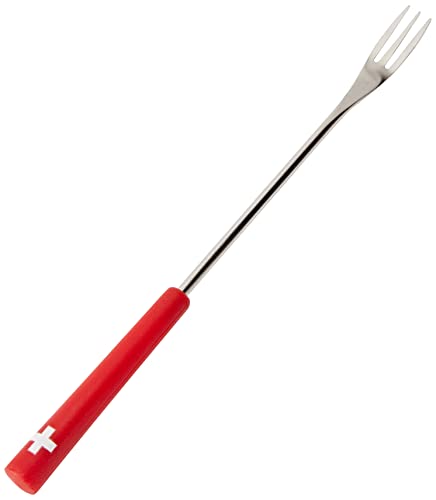 Kuhn Rikon Swiss Cross 6 Piece Cheese fondue Forks, Small, Silver/Red