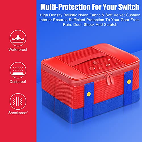 Larstylee Switch Carry Case, Storage Carrying Case Compatible With Nintendo Switch/Switch OLED Soft Shell Protective Travel Case for Switch Console Pro Controller & Accessories
