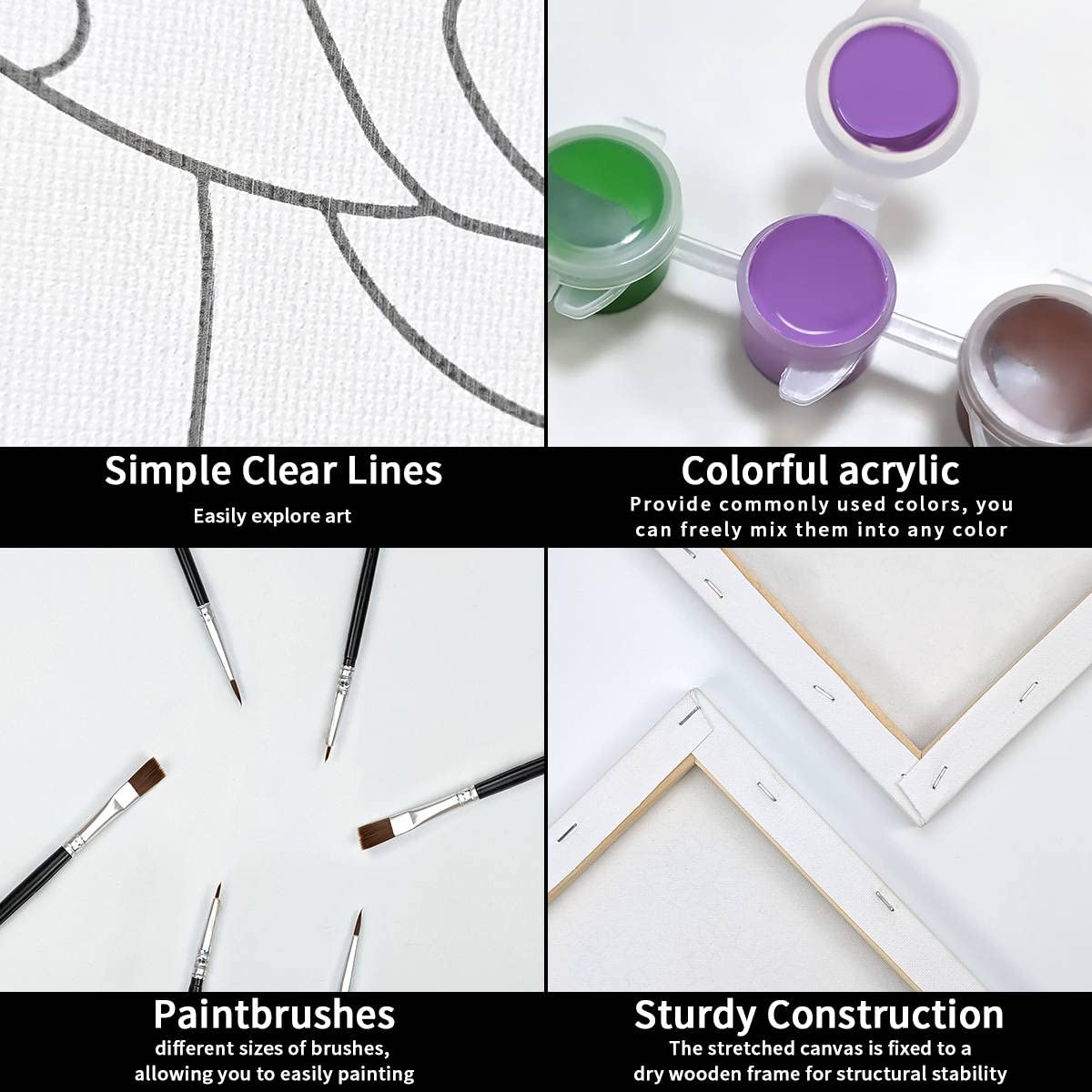 Couples Paint Party Kits Pre Drawn Canvas for Adults for Paint and Sip Date Night Games for Couples Painting kit 8x10 African American Girl Boy (2 Pack) Valentine