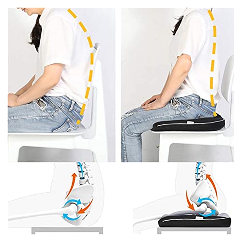 HHWKSJ Seat Cushion Pillow for Office Chair - 100% Memory Foam Firm Coccyx Pad - Tailbone, Sciatica, Lower Back Pain Relief - Contoured Posture Corrector for Car, Wheelchair, Computer and Desk Chair