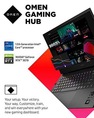 HP OMEN Laptop 16, NVIDIA GeForce RTX 3070, 12th Gen Intel Core i7-12700H, 16 GB RAM, 512 GB SSD, Quad HD IPS Display, Windows 11 Home, RGB Backlit Keyboard, Enhanced Thermals (16-b1020nr, 2022)