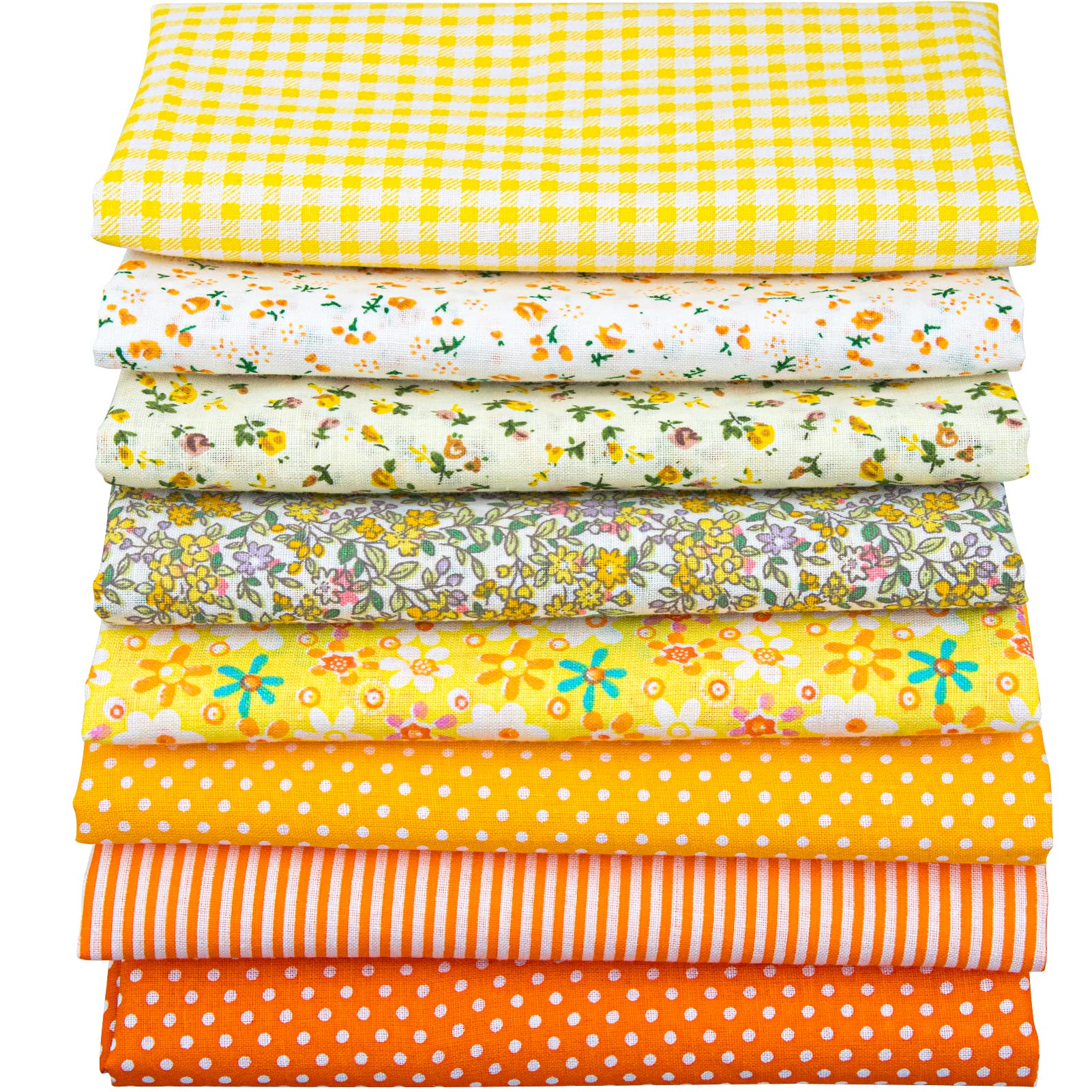 Aubliss 8pcs Fat Quarter Fabric Bundles (100% Cotton - 20‘’ x 20‘’ / 50cm x 50cm) Quilting Cotton Craft Fabric Pre-Cut Squares Sheets for Patchwork Sewing Quilting Crafting