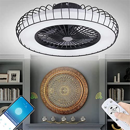 SHABOZ Ceiling Light lamp LED Ceiling Fan with Light App and Remote Control for Bedroom Wind Speed Adjustable Infinitely Dimming Lamp