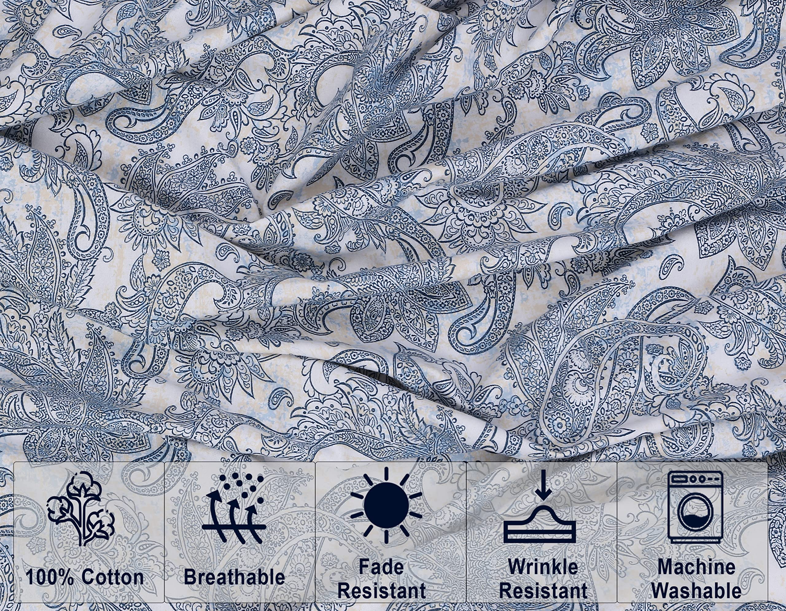 RUVANTI Flannel Sheets Full Size - 100% Cotton Brushed Flannel Bed Sheet Sets - Deep Pockets 16 Inches (fits up to 18") - All Seasons Breathable & Super Soft - Warm & Cozy - 4 Pcs - Aura