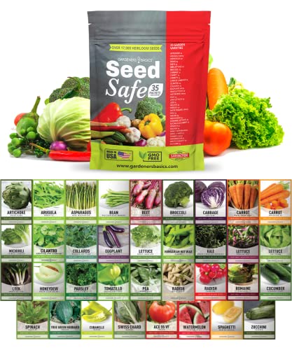 Survival Garden Heirloom Seeds, Victory Garden Seeds - 35 Varieties, 17,000+ Vegetable and Fruit Seeds for Planting Great Emergency Preparedness Items and Bugout Bag Supplies Gear by Gardeners Basics