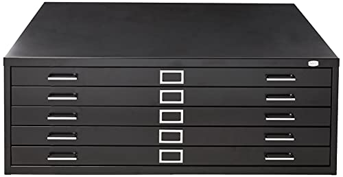 Safco Products Flat File for 42" W x 30" D Documents, 5-Drawer (Additional Options Sold Separately), Black
