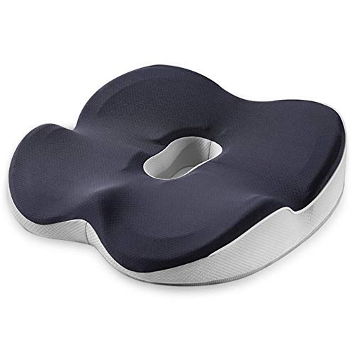 Seat Cushion for Office Chair-Ergonomic Tailbone Cushion-Desk Chair Cushion Pillows for Pain Relief-Comfort Memory Foam Chair Pad for Sitting-Washable Cover-Black & Grey-A