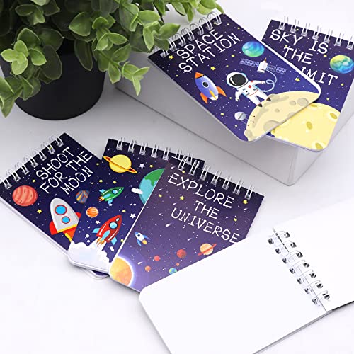 Outer Space Mini Notebook 32 Pack Kids Space Party Favor Galaxy Goodie Bags Solar System Science Astronaut Rocket Planet Small Spiral Pocket Notepads for Boys Girls Space Theme Birthday Party Supplies