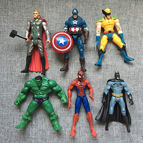 DLRICH Superhero Action Figures/6 PCS Action Figure Set , Spiderman, Superman, Hulk, Thor, Ironman, Captain America PVC Figures Toys Hero Cake Wholesaler Theme Party Supplies