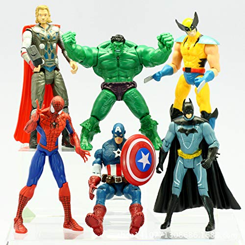 DLRICH Superhero Action Figures/6 PCS Action Figure Set , Spiderman, Superman, Hulk, Thor, Ironman, Captain America PVC Figures Toys Hero Cake Wholesaler Theme Party Supplies