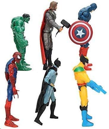DLRICH Superhero Action Figures/6 PCS Action Figure Set , Spiderman, Superman, Hulk, Thor, Ironman, Captain America PVC Figures Toys Hero Cake Wholesaler Theme Party Supplies