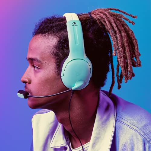 PDP Gaming LVL40 Stereo Headset with Mic for Nintendo Switch - PC, iPad, Mac, Laptop Compatible - Noise Cancelling Microphone, Lightweight, Soft Comfort On Ear Headphones, Animal Crossing Blue & Green