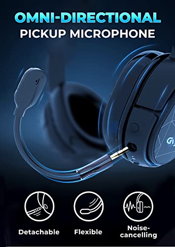 Gvyugke 2.4GHz Wireless Gaming Headset for PS4, PS5, PC, Nintendo Switch, Bluetooth 5.2 Gaming Headphones with Mic for Mobile Device, Noise Canceling, Bass Surround, 50mm Driver, 40H Battery