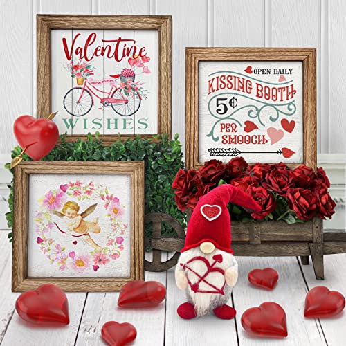 Set of 3 Rustic Wood Frames for Tiered Tray Decor with 36 Seasonal Interchangeable home signs Farmhouse Home Decor for the Spring, Summer, Fall, Winter, Christmas, Easter, Thanksgiving, 4th of July, Halloween, Valentines & St Patrick’s Day, 7x7 in.