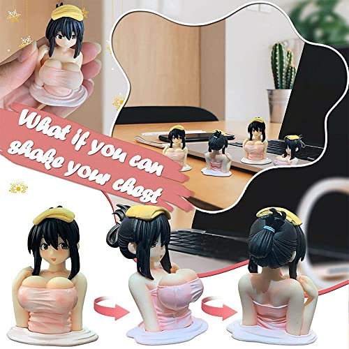 2Pcs Chest Shaking Ornaments, Shake Shake Girl Car Dashboard Decorations, Tide Play Q Version Doll Bobbleheads, Kawaii Sexy Action Figurine Beauty, Car Center Console Sculpture Model