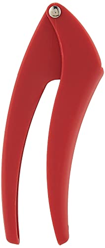 Kuhn Rikon Easy-Clean Garlic Press, No Need to Peel, 7” Red
