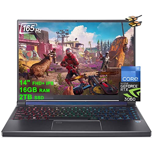 Acer Predator Triton 300 SE 14 Gaming Laptop 14" FHD+ IPS 165Hz 12th Generation Intel 14-Core i7-12700H 16GB RAM 2TB SSD GeForce RTX 3060 6GB RGB Backlit Fingerprint Thunderbolt Win11 + HDMI Cable