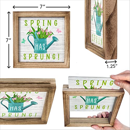Set of 3 Rustic Wood Frames for Tiered Tray Decor with 36 Seasonal Interchangeable home signs Farmhouse Home Decor for the Spring, Summer, Fall, Winter, Christmas, Easter, Thanksgiving, 4th of July, Halloween, Valentines & St Patrick’s Day, 7x7 in.
