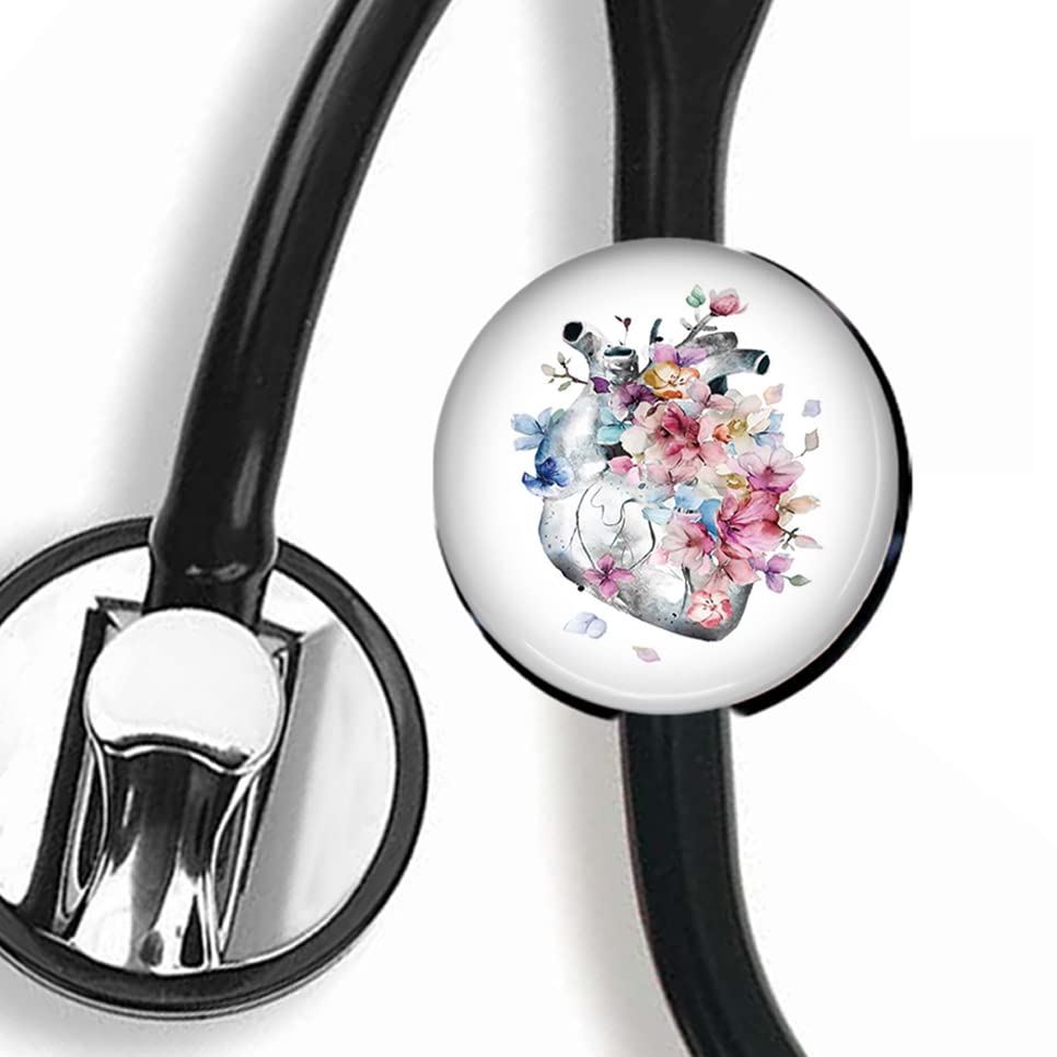 Stethoscope Tag,Steth ID Tag,Nurse Badge (Watercolor Heart)