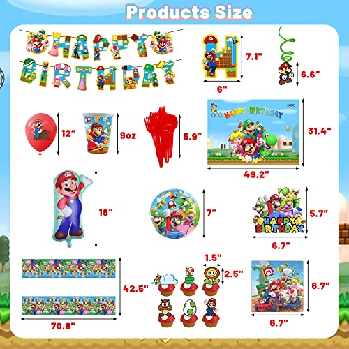 Game themed birthday party decorations for boys and girls with Plant Balloon,Tableware,Paper Cup,Tablecloth, Backdrop Super Movie Theme Party