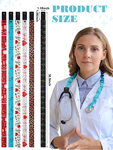 Tondiamo 6 Pieces Stethoscope Cover Scrunchie Elastic Fabric Stethoscope Covers Sleeve Compatible with Stethoscope 6 Styles Stethoscope Neck Wrap for Nurse Doctor