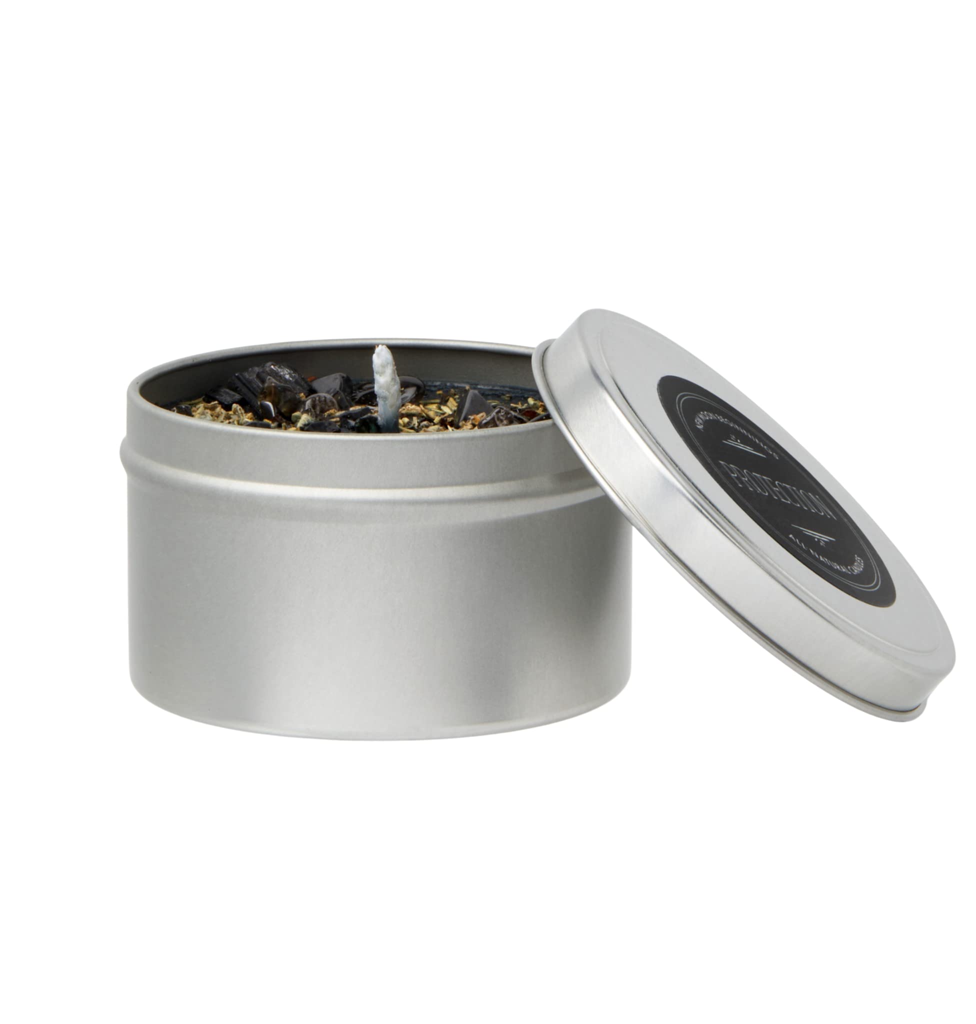 Protection Candles by New Moon Beginnings - Grounding & Intention Candle - Black Candle - Soy Candle - Protection Crystals