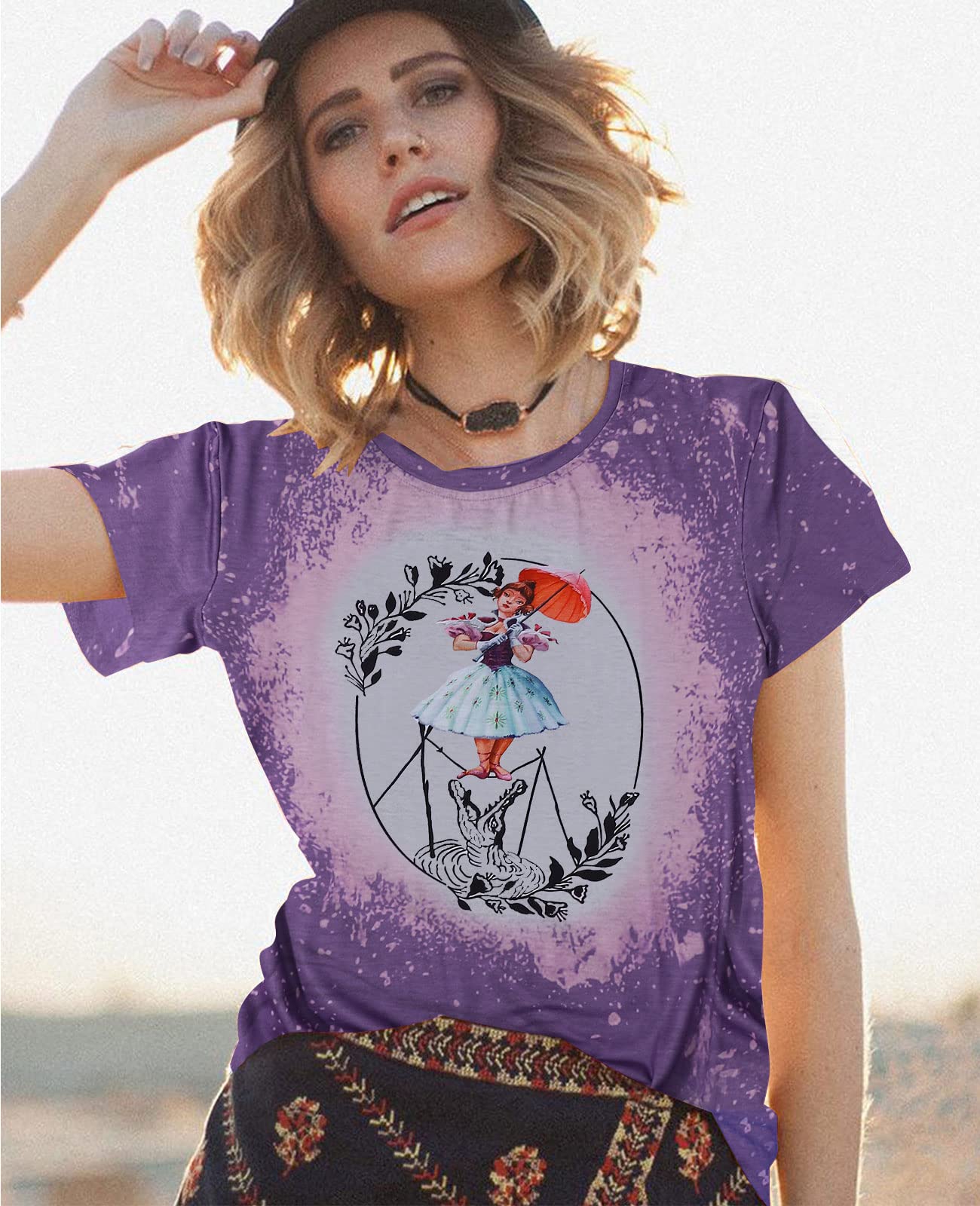 Beware of Hitch Hiking Ghost Shirt Women Funny Halloween Shirt Haunted Mansion Tshirt Fall Short Sleeve Top Purple