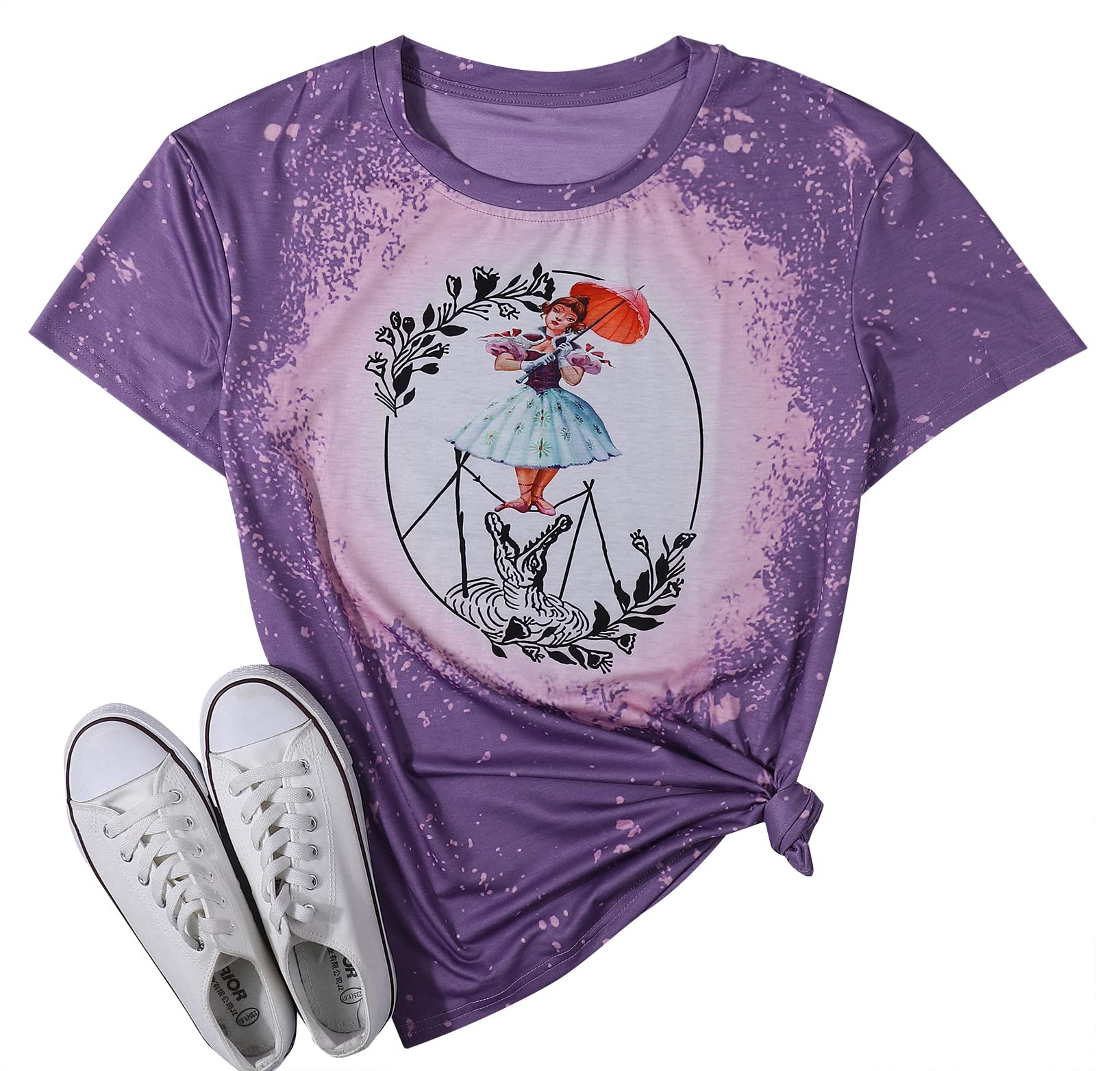 Beware of Hitch Hiking Ghost Shirt Women Funny Halloween Shirt Haunted Mansion Tshirt Fall Short Sleeve Top Purple