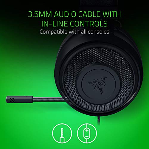 Razer Kraken Gaming Headset: Lightweight Aluminum Frame - Retractable Noise Isolating Microphone - For PC, PS4, PS5, Switch, Xbox One, Xbox Series X & S, Mobile - 3.5 mm Headphone Jack - Classic Black