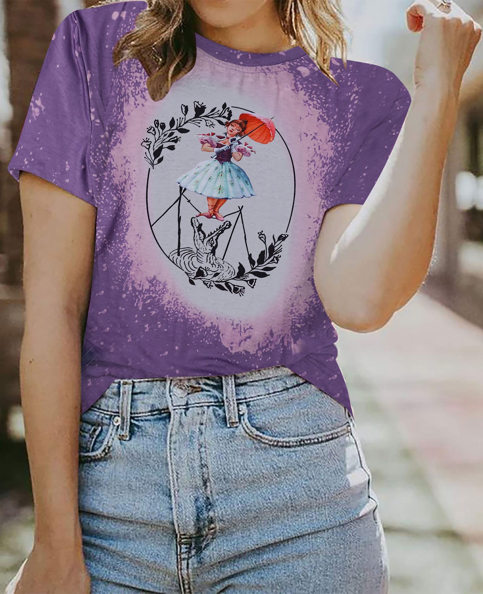 Beware of Hitch Hiking Ghost Shirt Women Funny Halloween Shirt Haunted Mansion Tshirt Fall Short Sleeve Top Purple