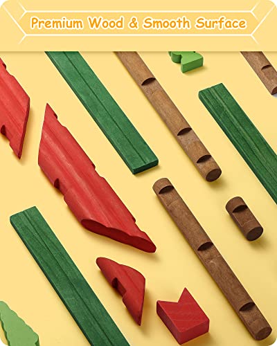 SainSmart Jr. 110 PCS Wooden Log Cabin Set Building House Toy for Toddlers, Classic STEM Construction Kit with Colorful Wood Logs Blocks for 3+ Years Old