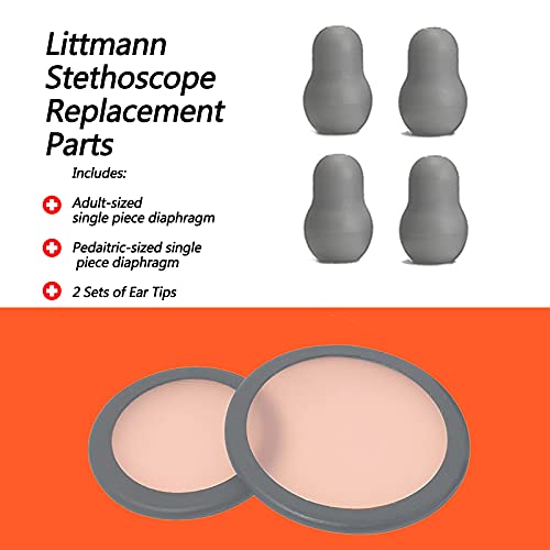 Replacement Accessories Kit Fits Classic 3 Cardiology 3 & Cardiology 4 Stethoscope for Littman Stethoscope Replacement Parts & Stethoscope Bell Cover Diaphragm and Eartips Earbud Replacement Parts. (grey)