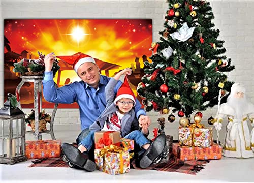 Merry Christmas Holy Nativity 6.0 x 3.6 ft Religious Backdrop for Photo Manger Scene