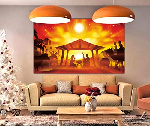 Merry Christmas Holy Nativity 6.0 x 3.6 ft Religious Backdrop for Photo Manger Scene