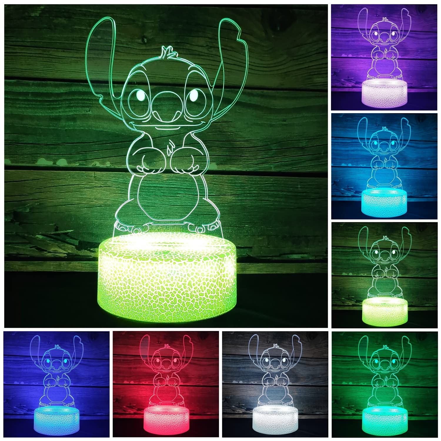 Nutyser 3D Night Light for Kids - Stitch Anime 3D lamp with Remote & Smart Touch 16 Colors Changing Led Light - Dimmable Toys for Teens Boys Girls Birthday Gifts Christmas