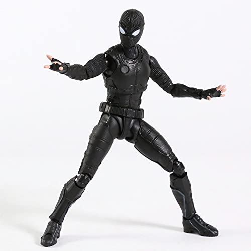 SHFiguarts Spider Man Far from Home Peter Parker Black Spiderman Stealth Suit 5"/14 cm Joints Moveable Action Figure Collectable Model Ornaments Toy Box Set